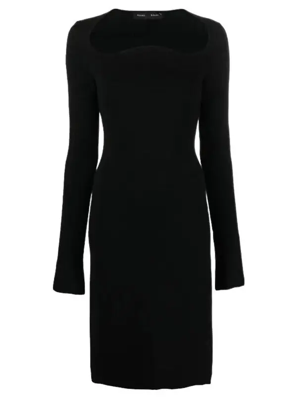 Proenza Schouler Long-sleeved Knitted Midi Dress - Black