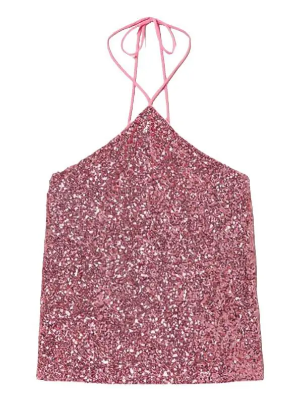 TWINSET Sequined Halter Top - Pink