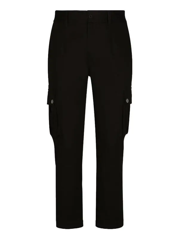 Dolce & Gabbana Dolce Gabbana Branded Tag Cargo Pants - Black
