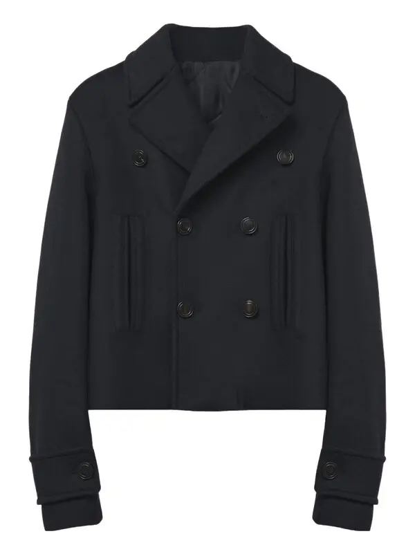 Alexander McQueen Double Breasted Felt Peacoat - Black