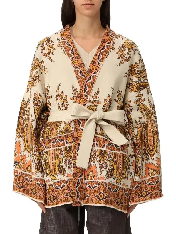 Etro Paisley-patterned Belted Cardigan - Brown
