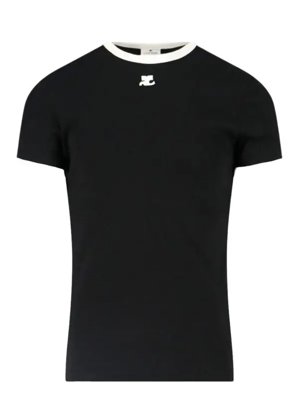 COURREGES Courrèges Bumpy Contrast Crewneck T-shirt - Black