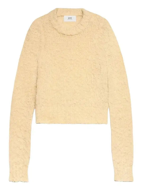 AMI Paris Brushed Crewneck Knit Sweater - Yellow