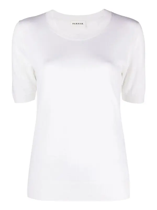 P.a.r.o.s.h Linfa Short-sleeve Fine-knit Top - White