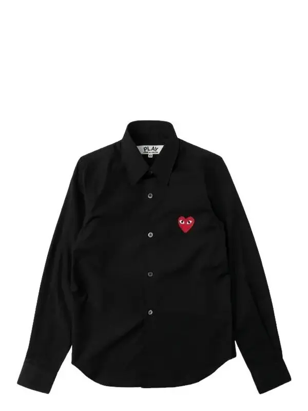 Play Comme Des Garcon Embroidered-heart Shirt - Black
