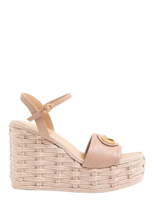 Valentino Garavani Vlogo Signature Open Toe Wedge Sandals - Nude