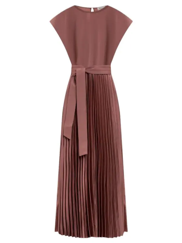 Max Mara Pleated Midi Dress - Brown