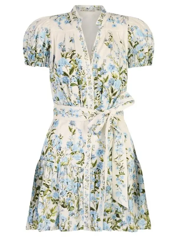 ALICEOLIVIA Alice+olivia Floral-print Belted Dress - Blue