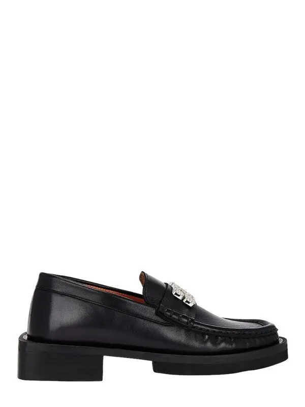 GANNI Logo Plaque Slip-on Loafers - Black