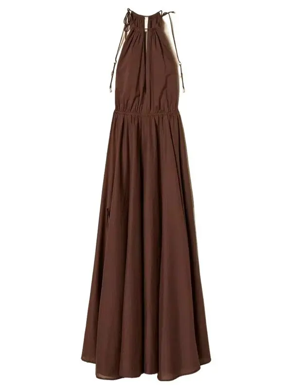 TWINSET Halter Slit Maxi Dress - Brown
