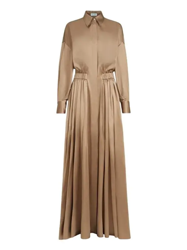 Brunello Cucinelli Monili-detail Silk Maxi Dress - Chocolate