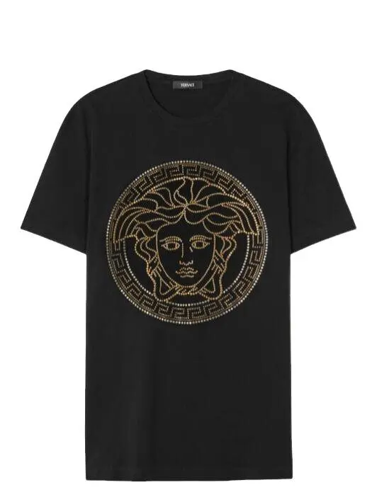 Versace Medusa Head Embellished Crewneck T-shirt - Black