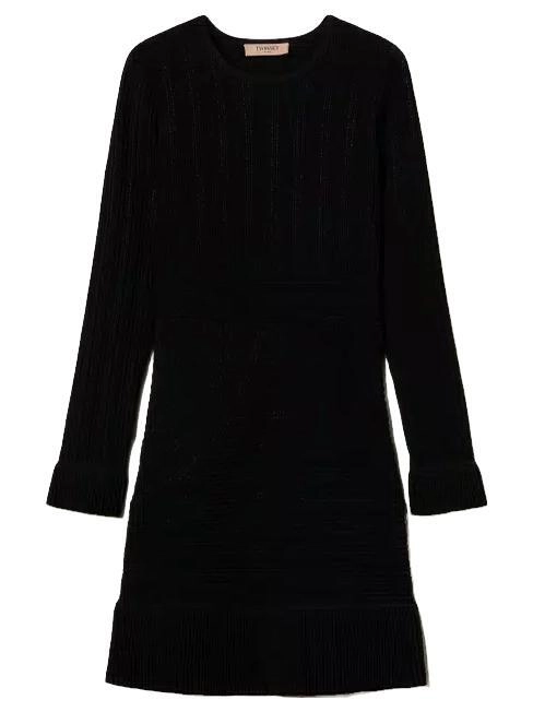 TWINSET Mixed Stitches Short Knit Dress - Black