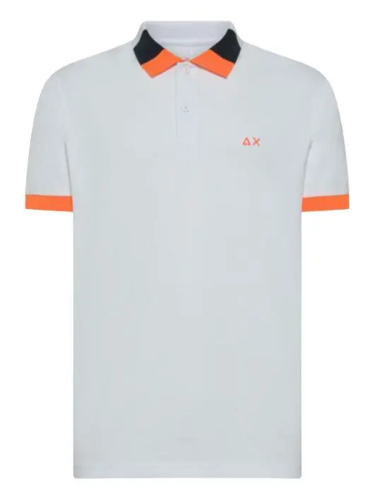 SUN 68 Contrast Trim Polo Shirt - White