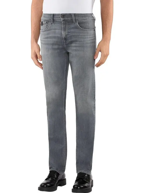 7 For All Mankind Logo Patch Skinny Jeans - Gray