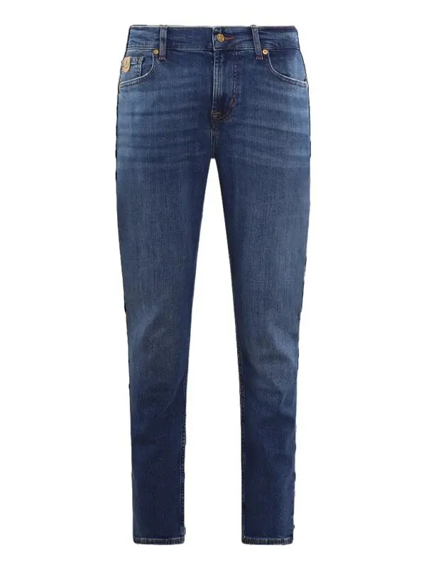 7 For All Mankind Skinny Jeans With Logo Patch - Blue