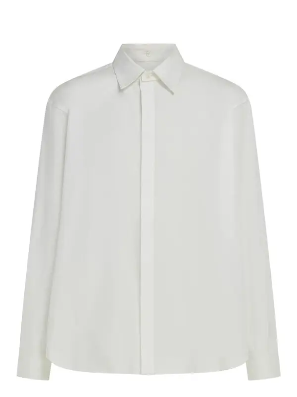 FERRAGAMO Stretch Poplin Cotton Shirt With Adjustable Collar - White