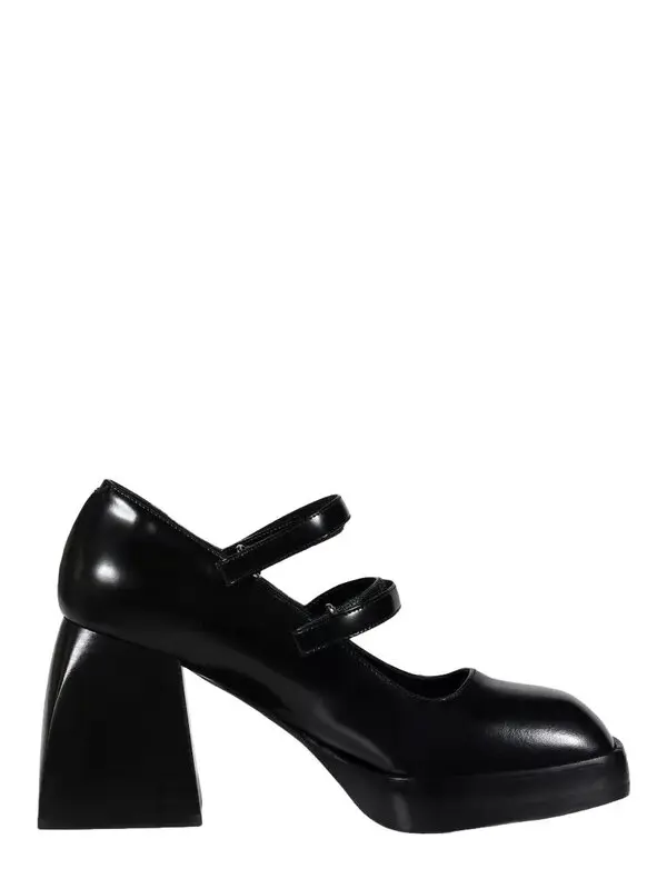 NODALETO Bulla Babies Touch-strap Leather Platform Heeled Mary Jane Shoes - Black