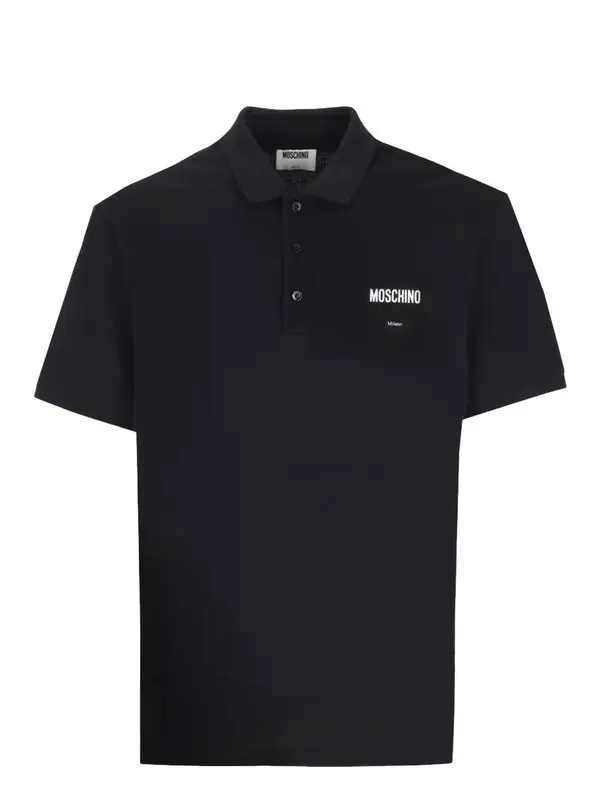 Moschino Logo-print Cotton Polo Shirt - Black
