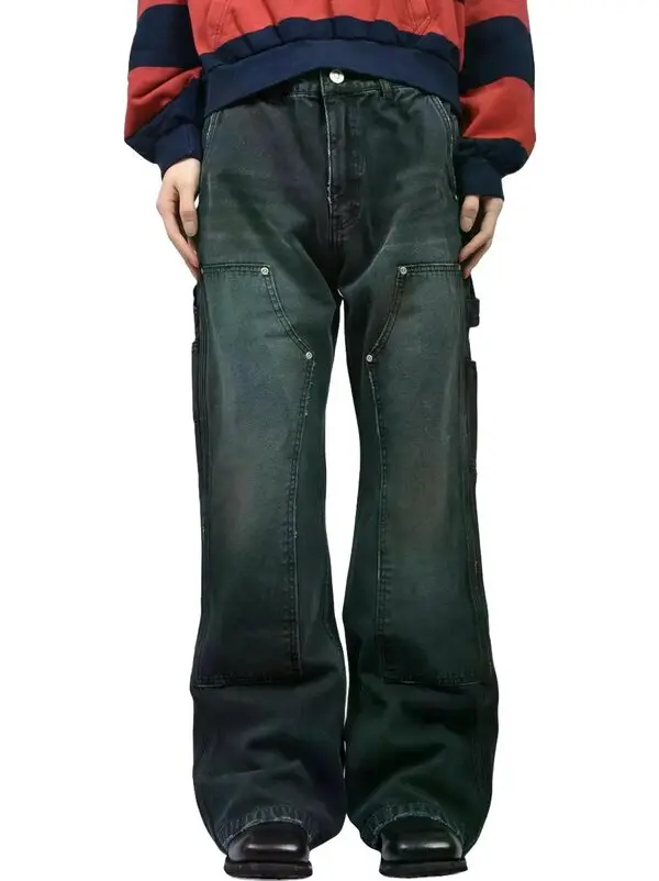 PROTOCOL INDEX Washed-effect Carpenter Bootcut Jeans - Black
