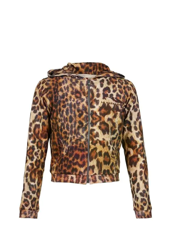 LA MASKARADE Leopard-print Zip-fastening Hoodie - Brown
