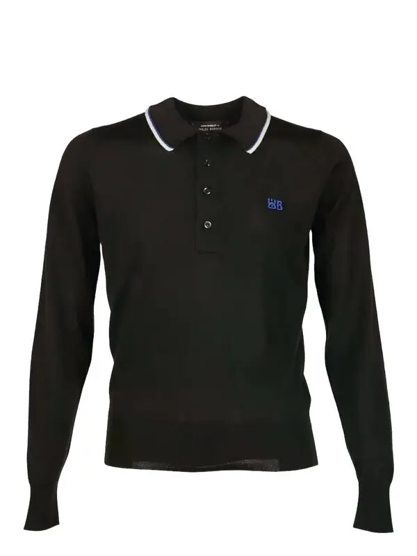 WALES BONNER Embroidered-logo Polo Sweater - Brown