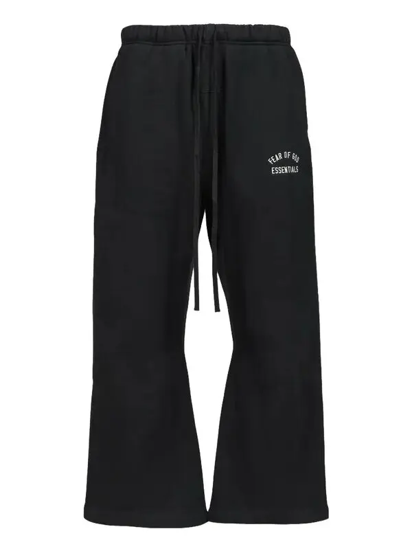 ESSENTIALS Logo-print Flared Trousers - Black