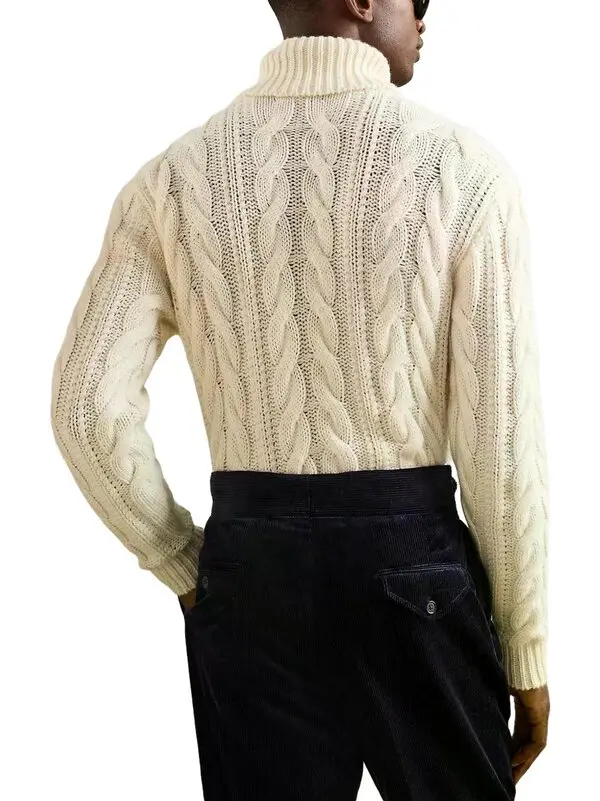 Ralph Lauren Purple Label Cable-knit Roll-neck Sweater - Neutrals