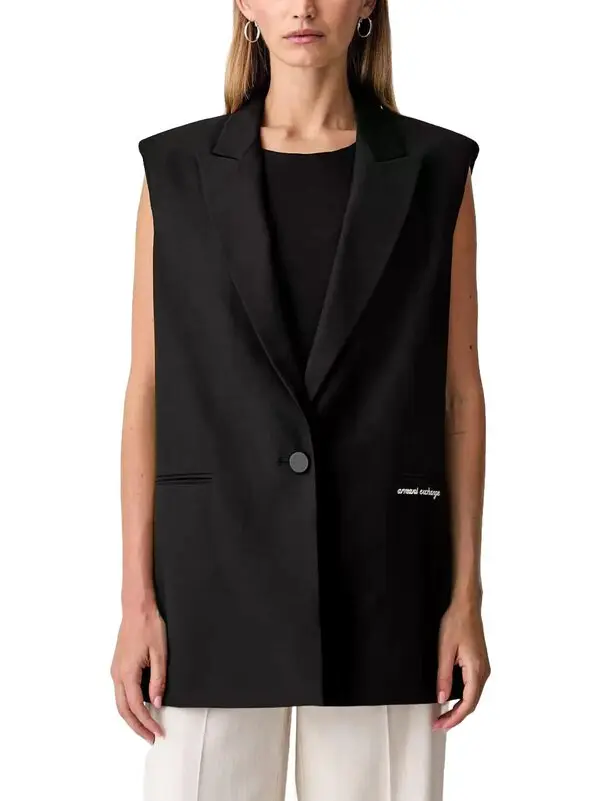 Armani Exchange Logo-print Sleeveless Blazer - Black