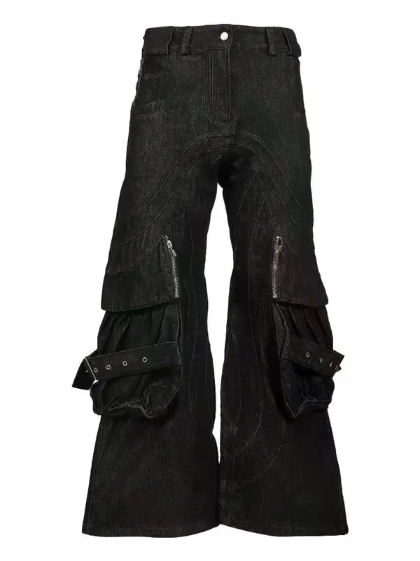 NO/FAITH STUDIOS Cargo-pocket Wide-leg Jeans - Black