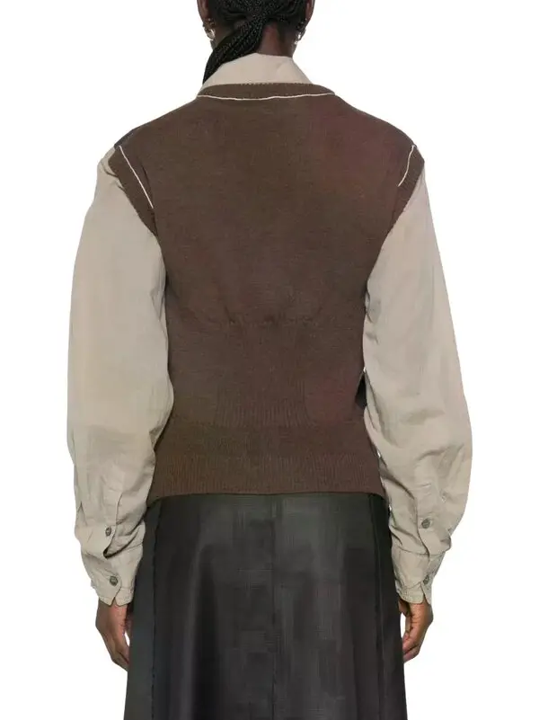SONIA CARRASCO Knitted-panel Single-breasted Waistcoat - Brown