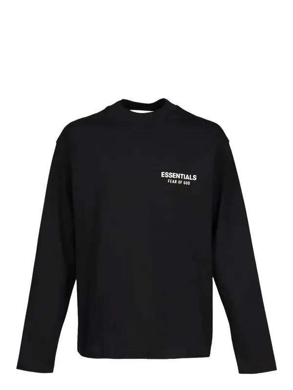 ESSENTIALS Logo-print Long-sleeve T-shirt - Black
