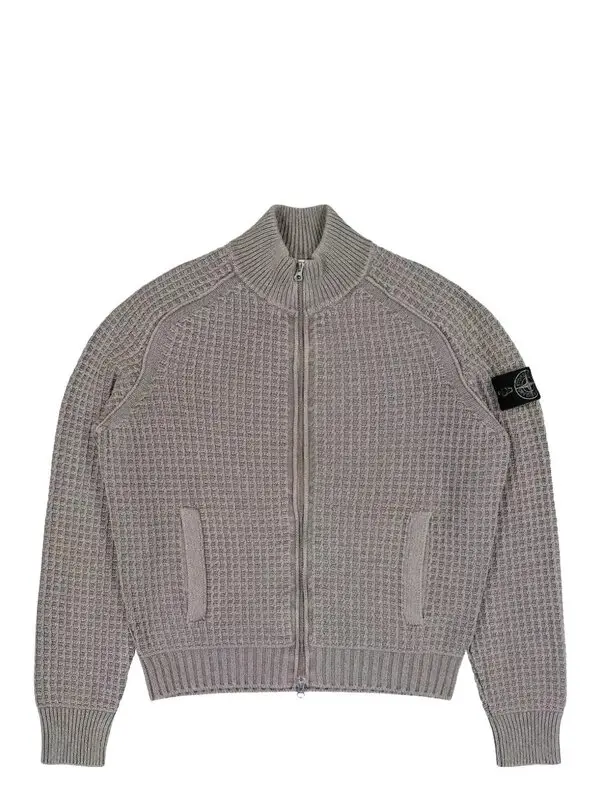 Stone Island Loose-fit Zip-up Jumper With Stand Collar - Grey