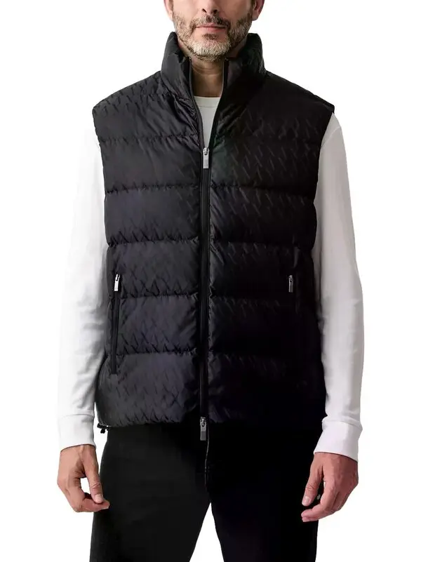 Armani Exchange Monogram-print Quilted Gilet - Blue