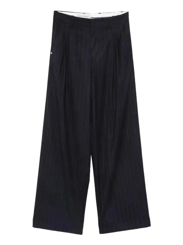 WHITE SAND Pinstripe-pattern Pleated Trousers - Black
