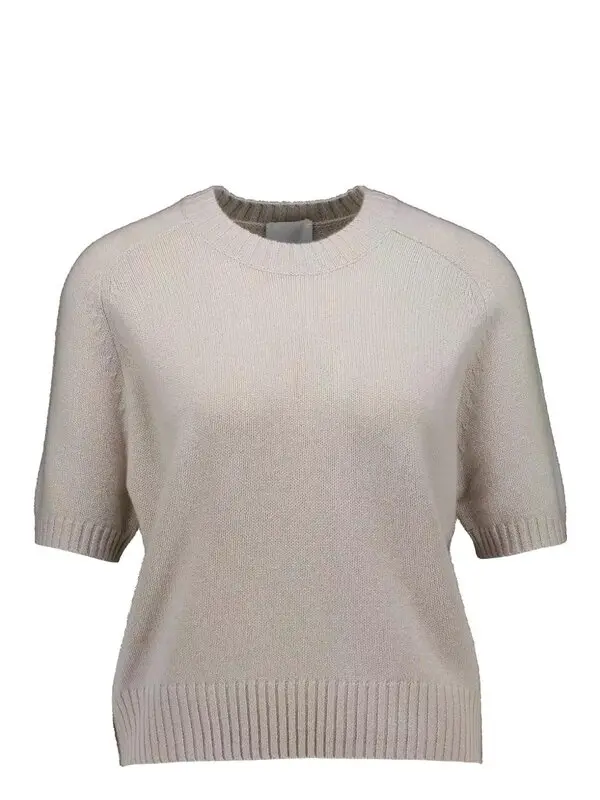ALLUDE Short-sleeve Crew-neck Sweater - Pink