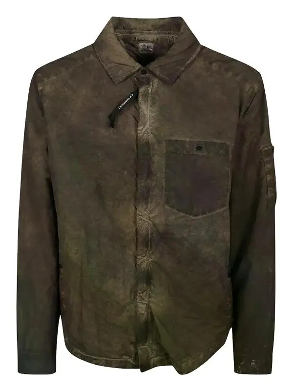 C.P. COMPANY Flatt Nylon Lens Padded Zipped Overshirt - Brown