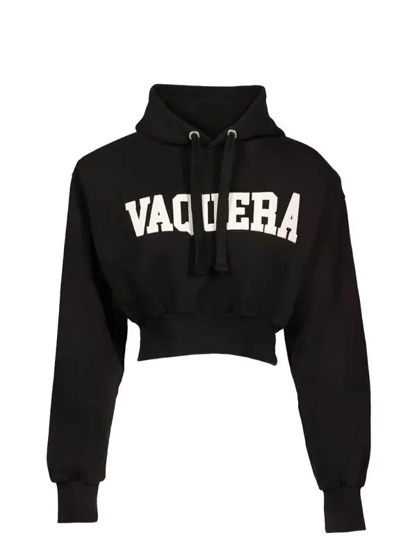 Vaquera Logo-print Shoulder-pad Hoodie - Black