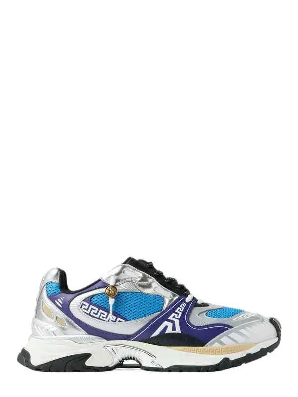 Versace Icaro Metallic Leather Sneakers - Silver