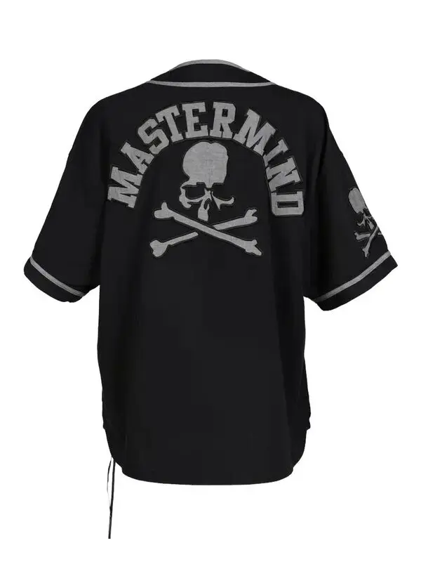 MASTERMIND WORLD Logo-patch Denim Baseball Shirt - Black