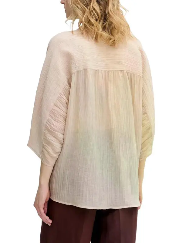 Sisley Crinkled-effect Button-up Blouse - Neutrals