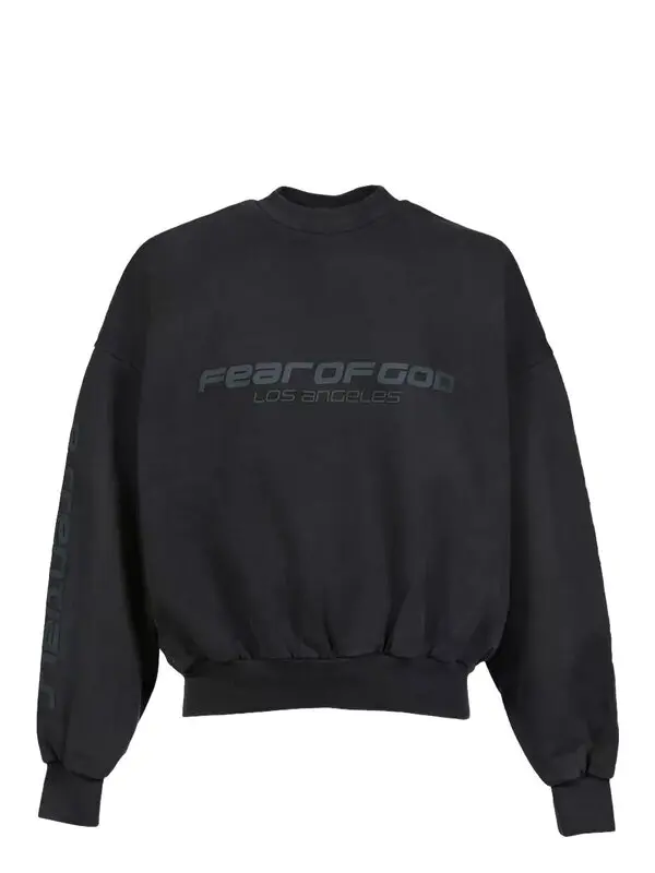 ESSENTIALS Logo-print Cropped Sweater - Black