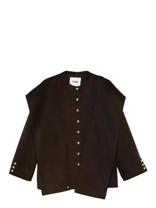 Maje Hooded Button-up Single-breasted Coat - Brown