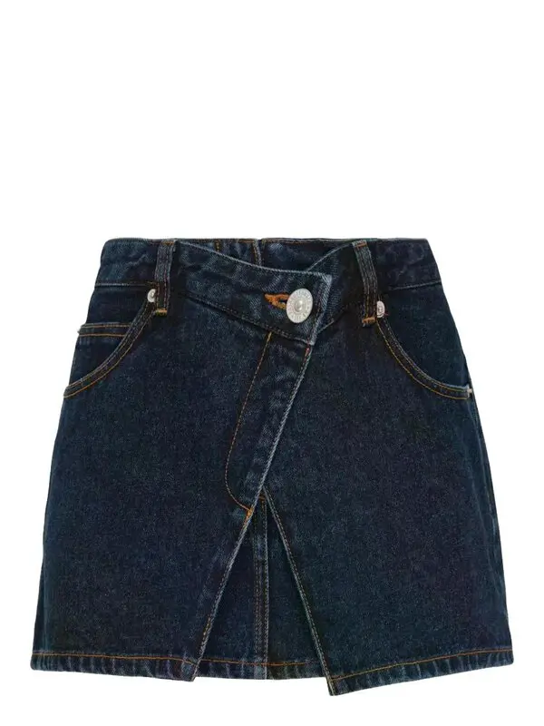 PUSHBUTTON Asymmetric-front Denim Mini Skirt - Blue