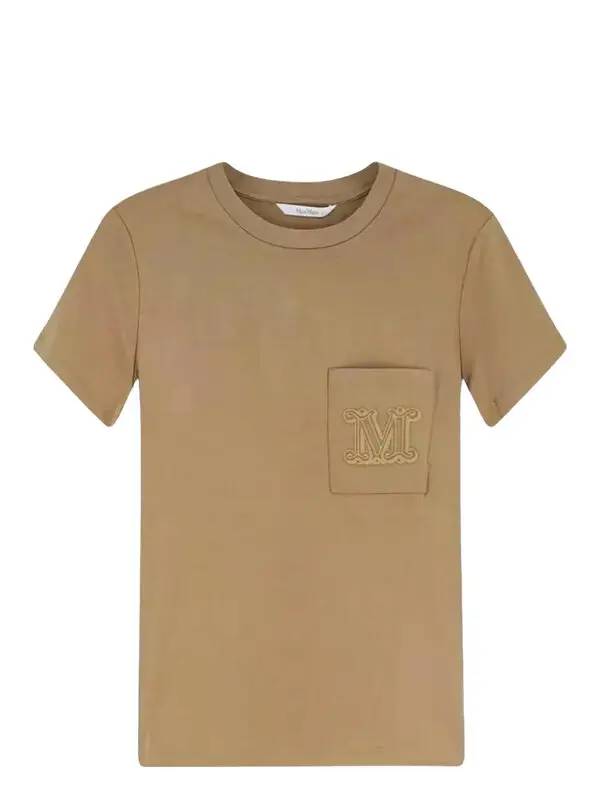 Max Mara Logo-embroidered Pocket-detail Cotton T-shirt - Brown