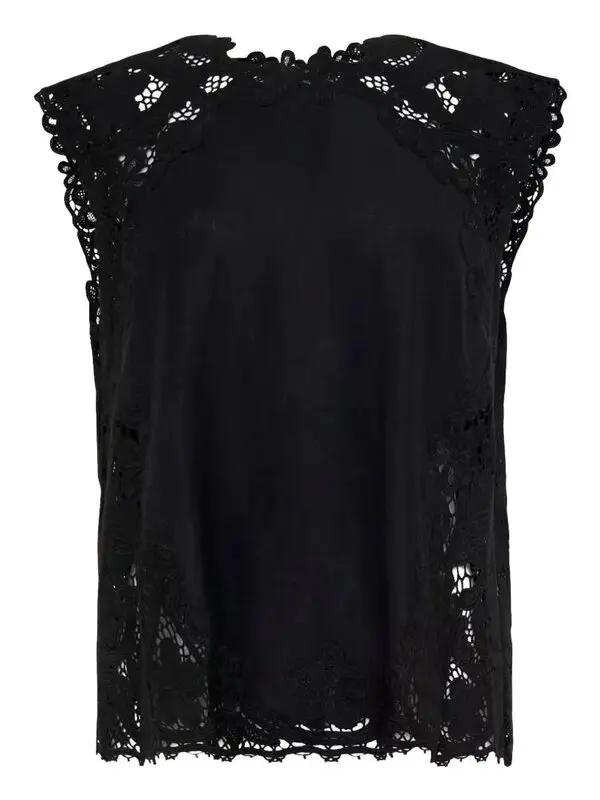 Ulla Johnson Amelie Lace-trim Top - Black
