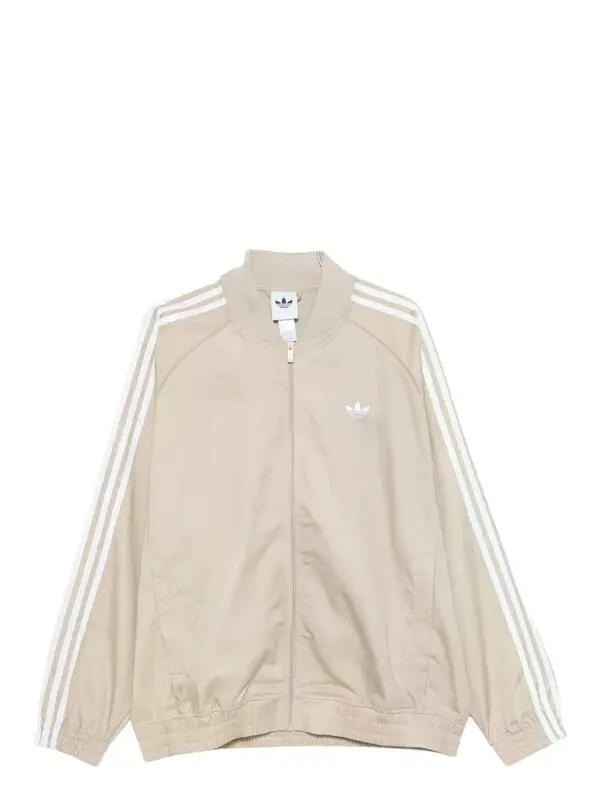 Adidas Stripe-detail Logo-embroidered Jacket - Neutrals
