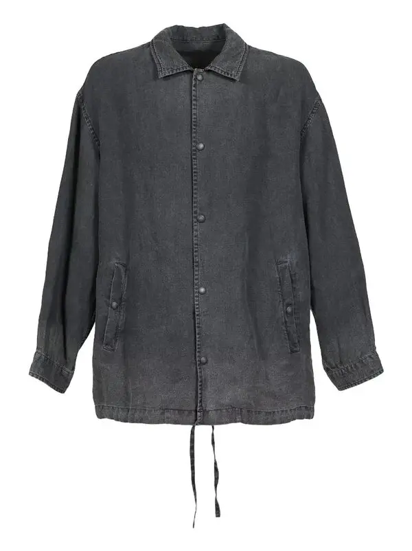 PORTER CLASSIC Linen Coach Shirt Jacket - Black