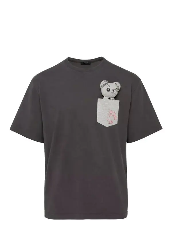 We11Done Teddy-motif Chest-pocket T-shirt - Grey