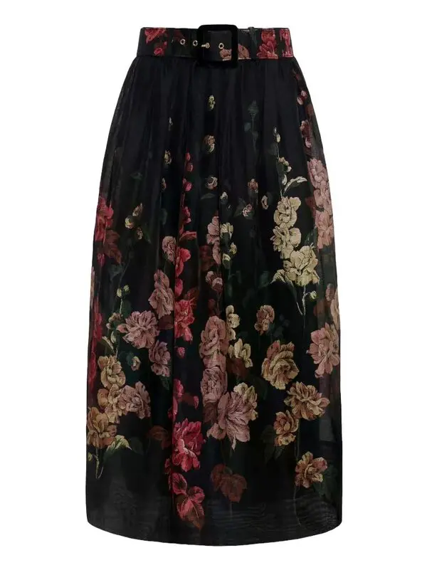Cara Cara Alba Floral-print Midi Skirt - Black